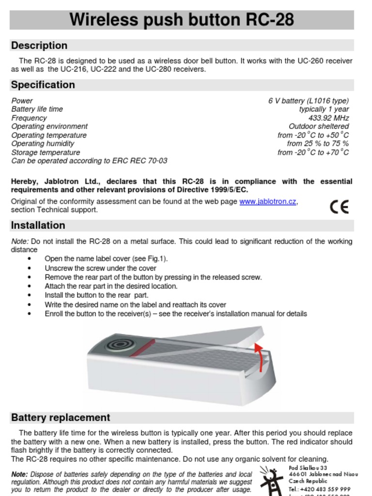 RC-28 Push Button | PDF