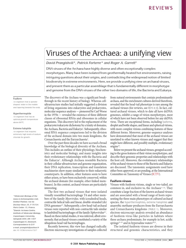 Viruses of The Archaea | PDF | Virus | Archaea