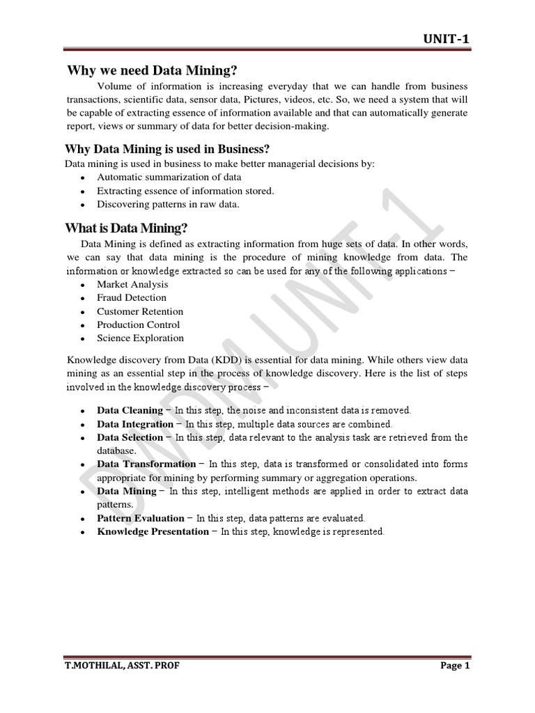 Unit-1 DWDM | PDF | Data Warehouse | Databases