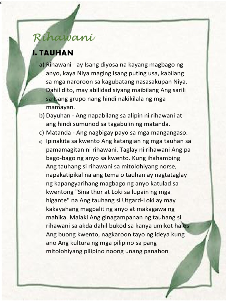 Rihawani: I. Tauhan | PDF