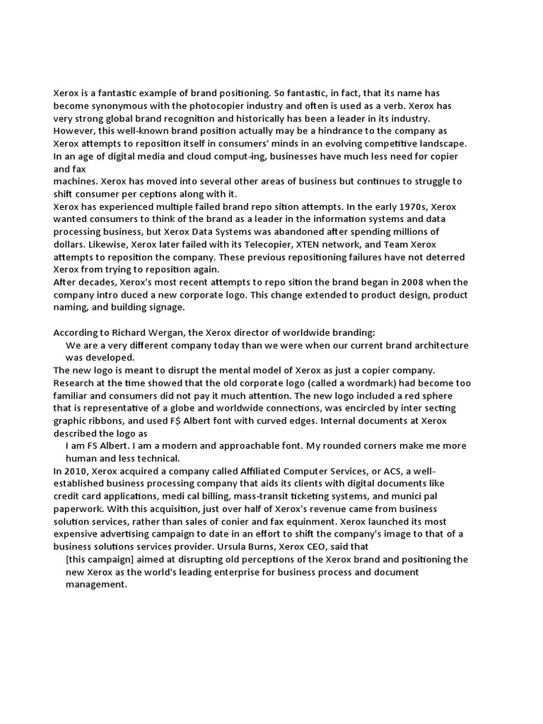 Xerox is a fantastic example of brand positioning | PDF