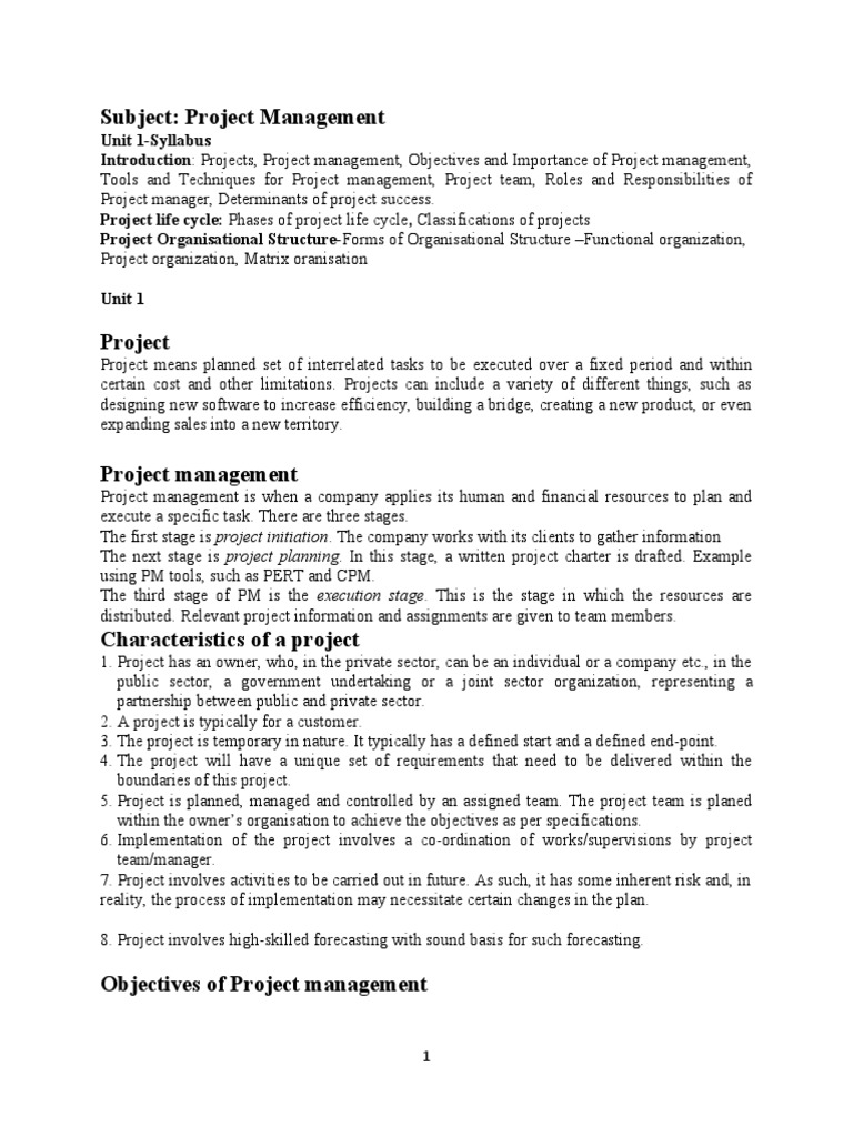 Unit 1 Notes | PDF | Project Management | Goal