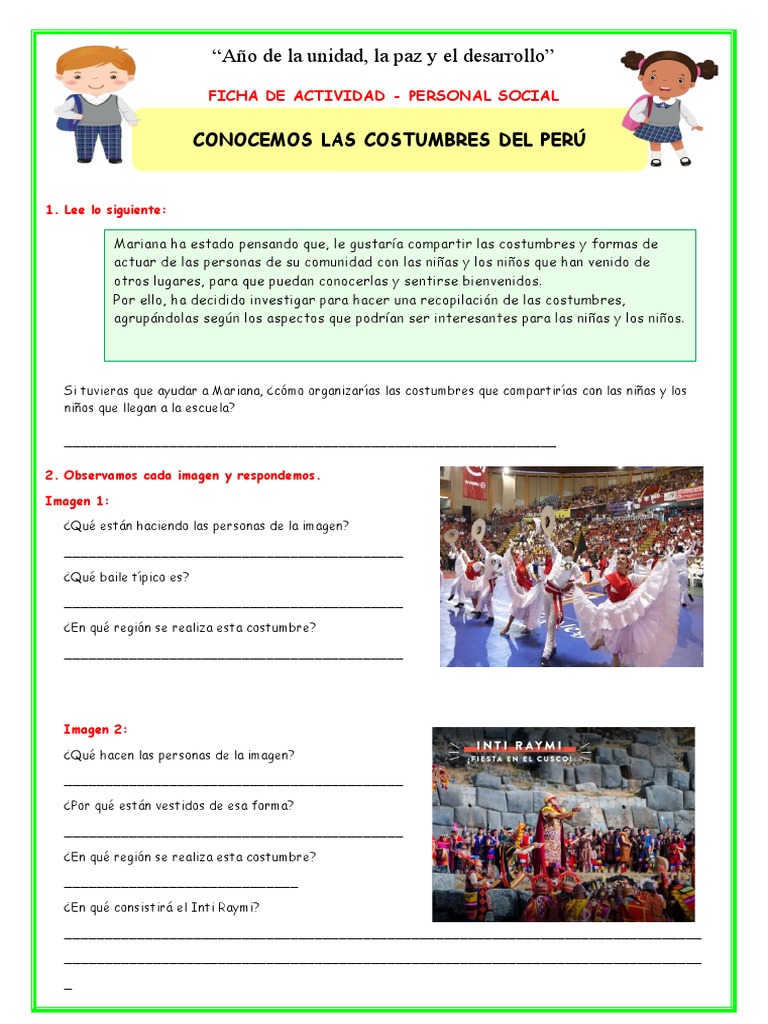 Costumbres y Tradiciones del Perú para Niños | PDF | Ciencias sociales ...