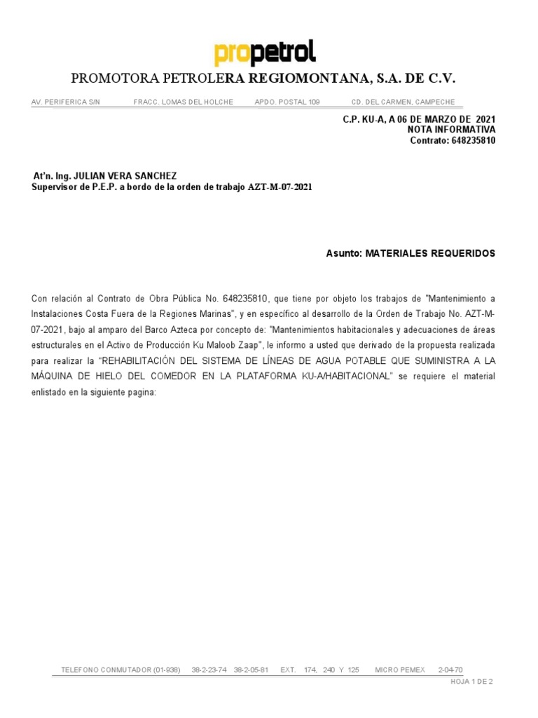 Materiales Linea 1 PVC | PDF