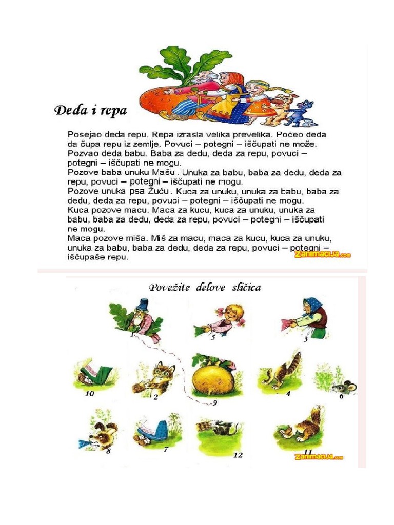 Deda i repa - prica i vezba sa slicicama | PDF