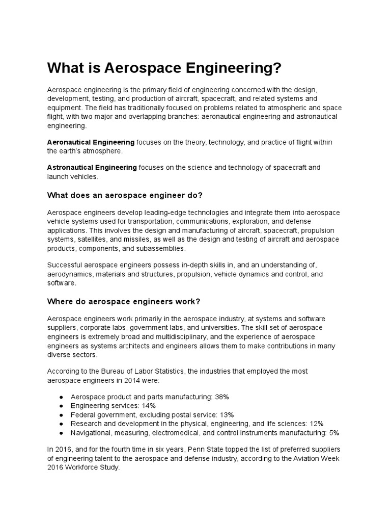 What Is Aerospace Engineering | PDF
