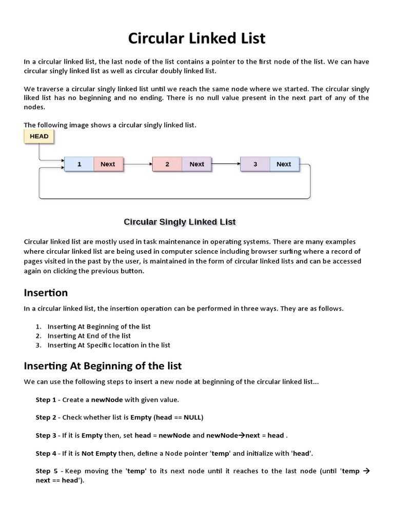 Circular Linked List | PDF Circular Linked List | PDF