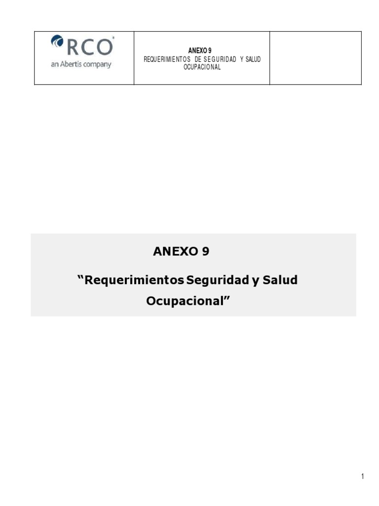 Requisitos Seguridad y Salud RCO | PDF | Seguridad y salud ocupacional | Agua