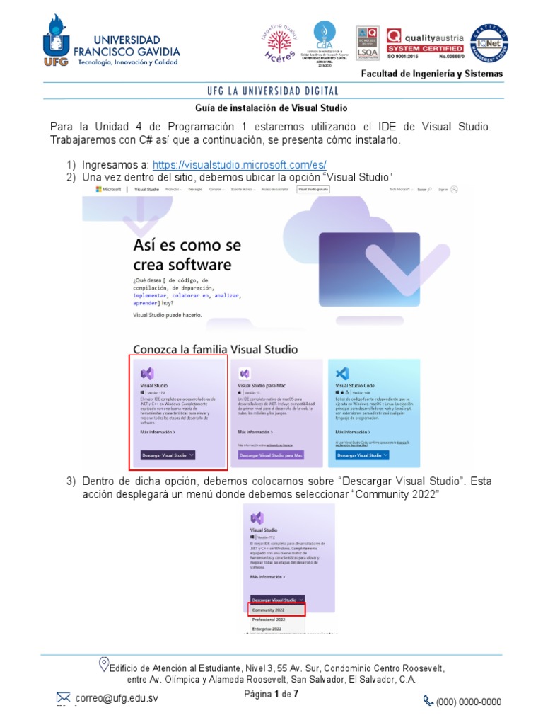 Guia de Instalación Visual Studio | PDF | Entorno de desarrollo ...