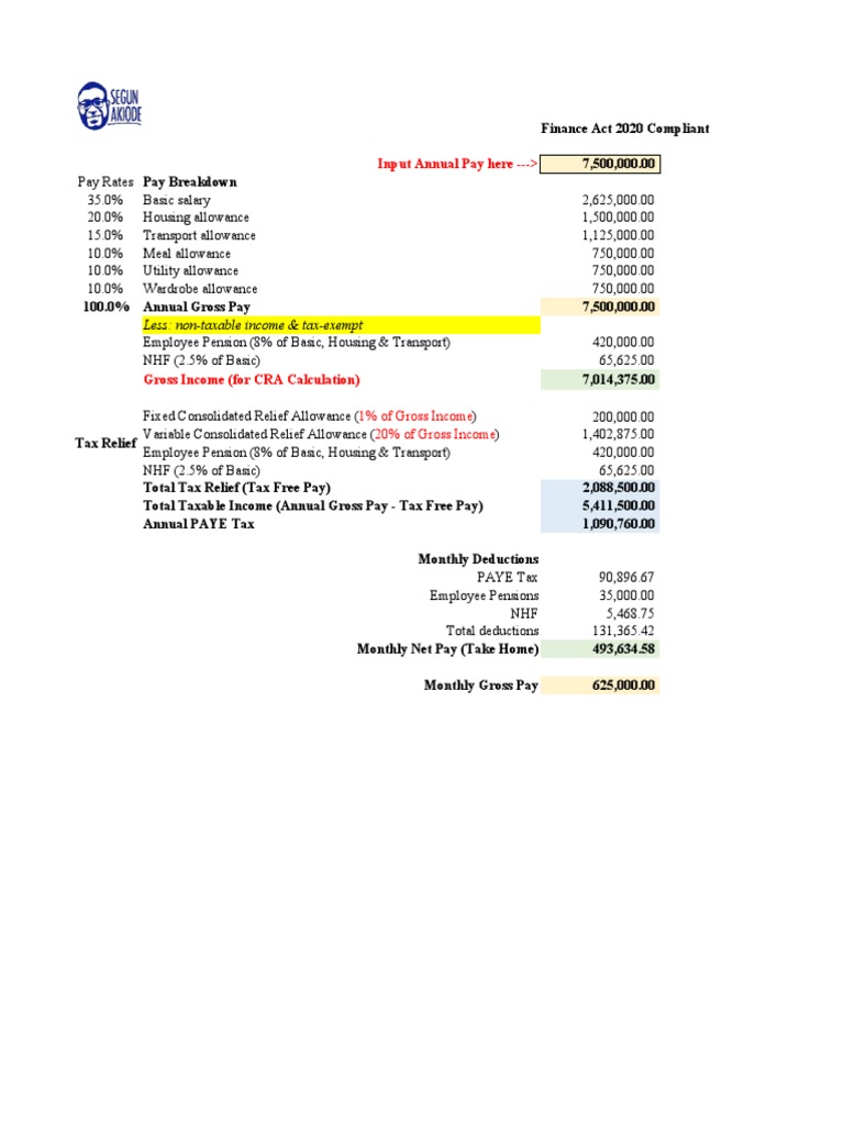Payroll Template Single Employee_Segun Akiode_2022 | PDF | Taxes | Income