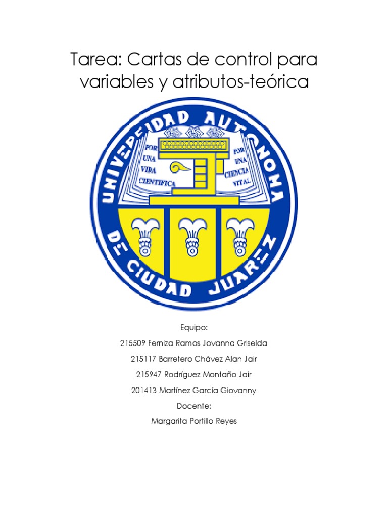 Tarea Cartas de Control para Variables y Atributos Teórica | PDF | Comportamiento