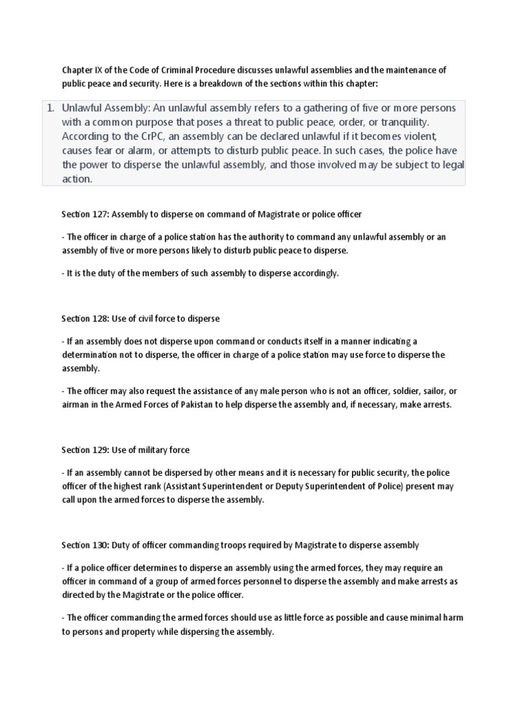 Chapter IX of The Code of Criminal Procedure Discusses Unlawful ...