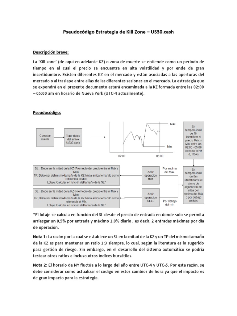 Pseudocódigo Estrategia de Kill Zone | PDF