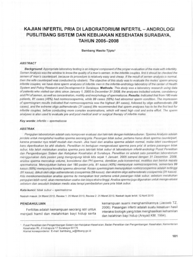 ID Kajian Infertil Pria DL Laboratorium Infertil Andrologi Puslitbang ...