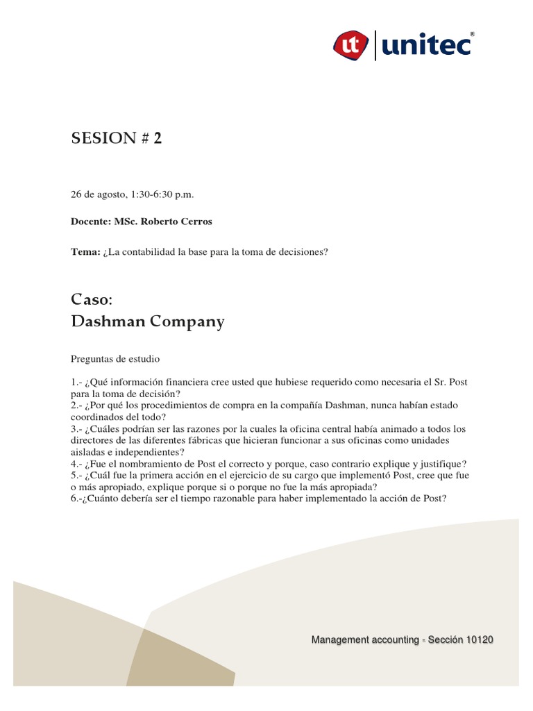 Preguntas Caso Dashman | PDF | Negocios | Finanzas y dinero