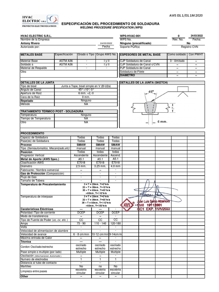 WPS Y WPQR HVAC REV1 | PDF | Construcción | Soldadura