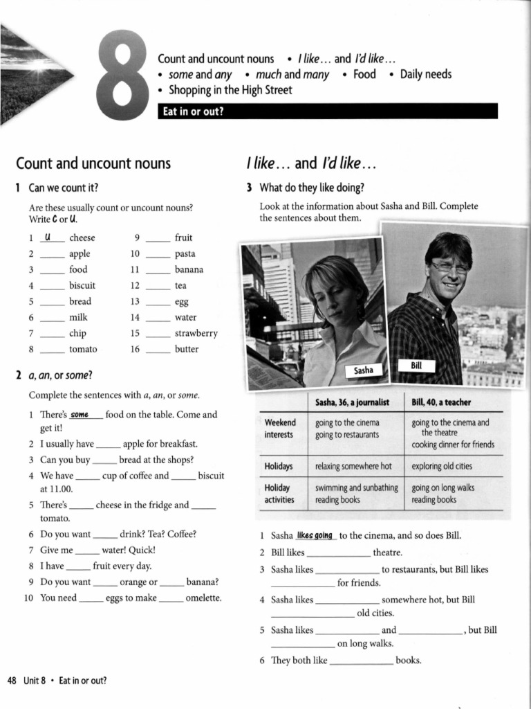 Unit 8 Workbook | PDF | Salad | Italian Cuisine