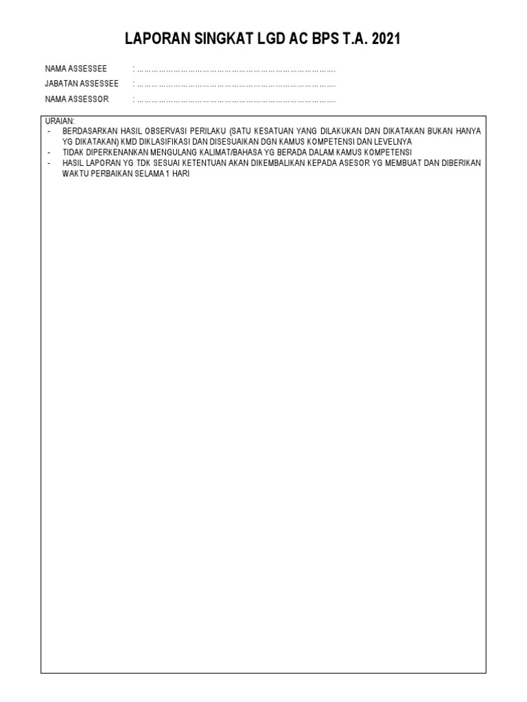 Lembar Laporan Singkat LGD | PDF
