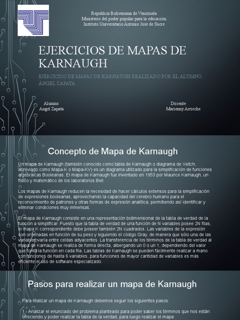 Ejercicios de Mapas de Karnaugh Angel Zapata | PDF | Álgebra de Boole | Enseñanza de matemática