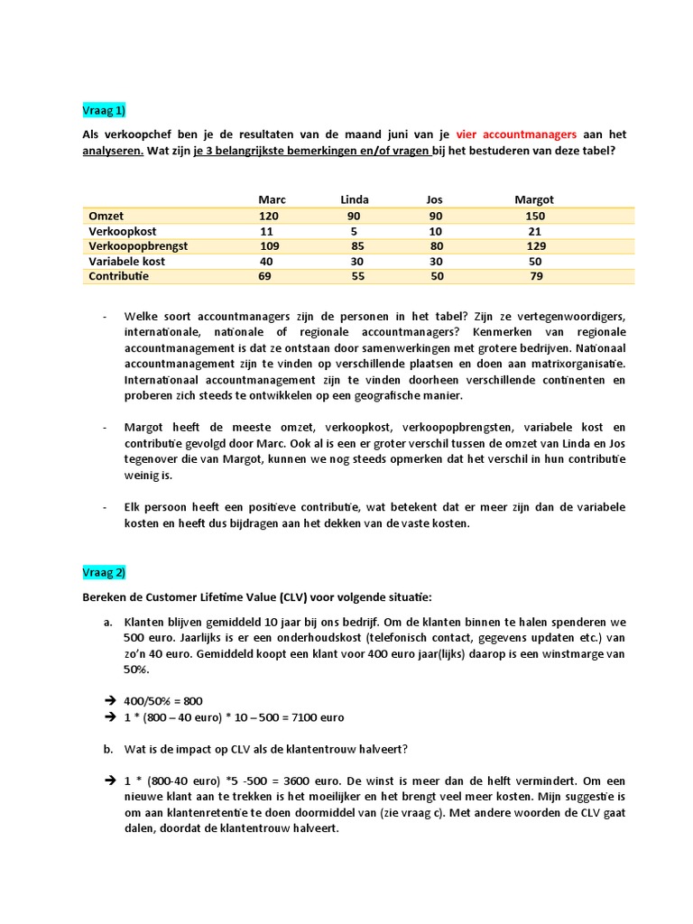 Accountmanagement Vragen | PDF