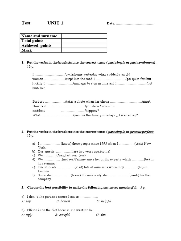 Test Unit 1, Project 5 | PDF | Linguistic Morphology | Language Families