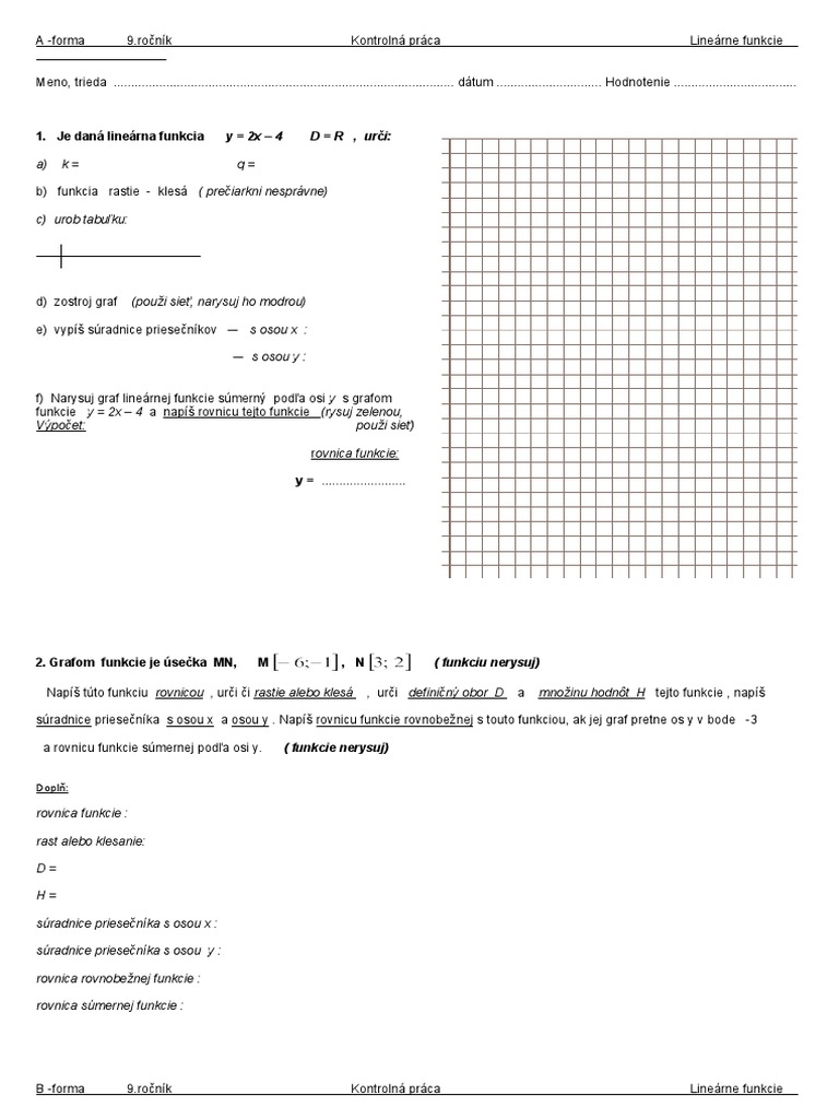 Lineárne Funkcie | PDF