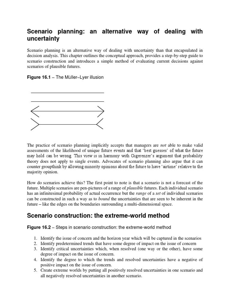Summary Chapter 16 Scenario Planning | PDF | Scenario Planning | Sensitivity Analysis