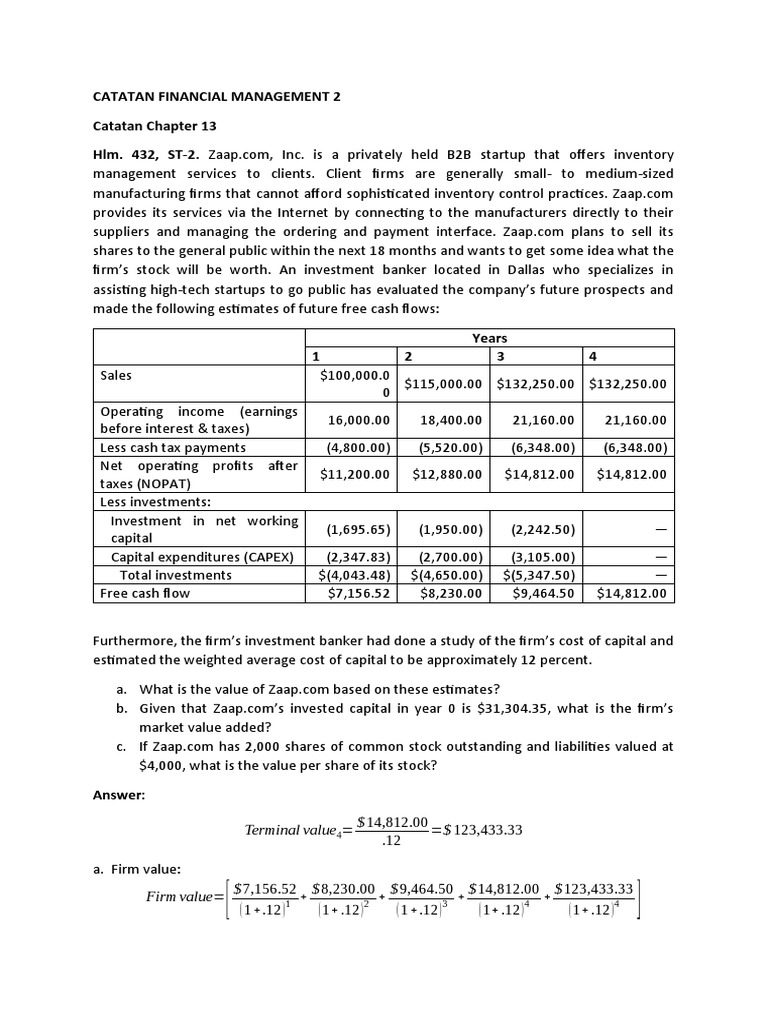 Catatan Financial Management 2 | PDF | Free Cash Flow | Stocks Catatan Financial Management 2 | PDF | Free Cash Flow | Stocks