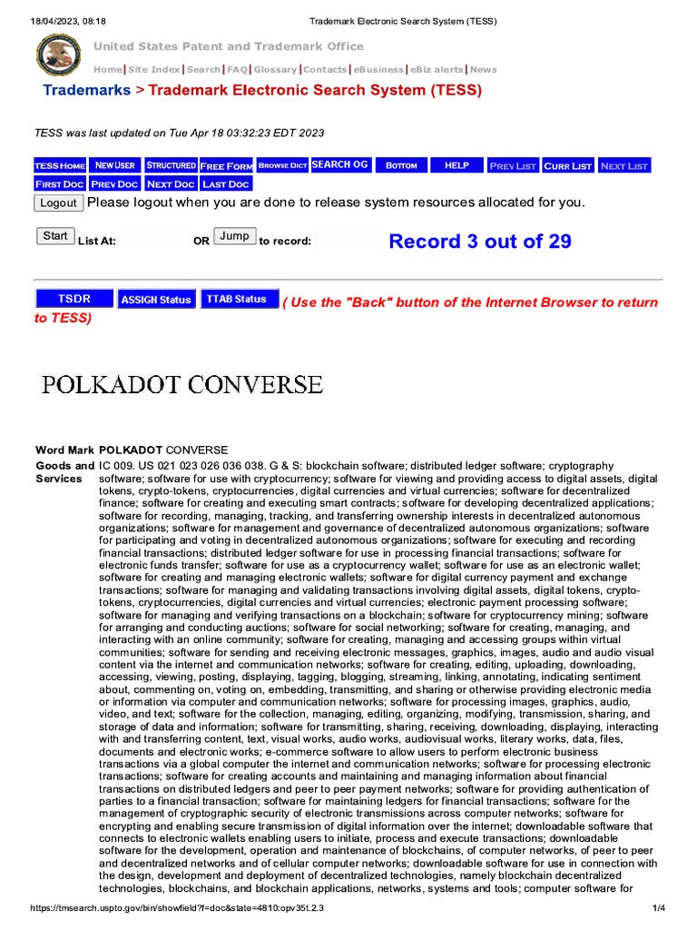 Trademark Electronic Search System TESS | PDF