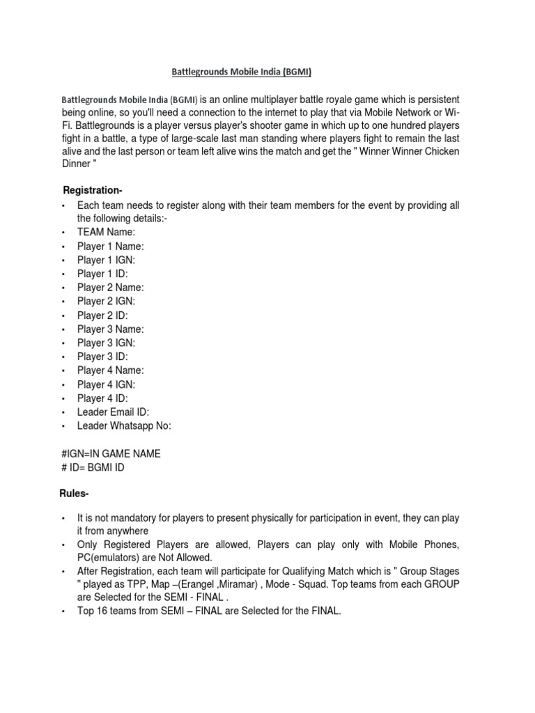 BGMI RULE 4 | PDF
