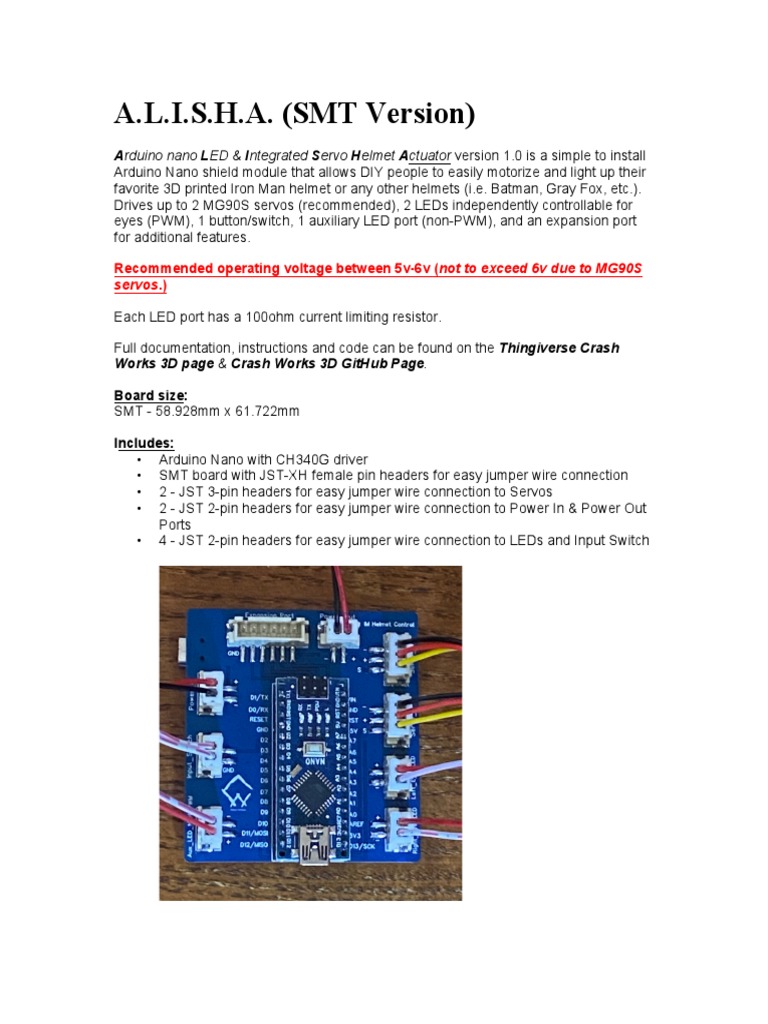 A.L.I.S.H.A. Arduino Helmet Actuator | PDF | Arduino | Electrical ...