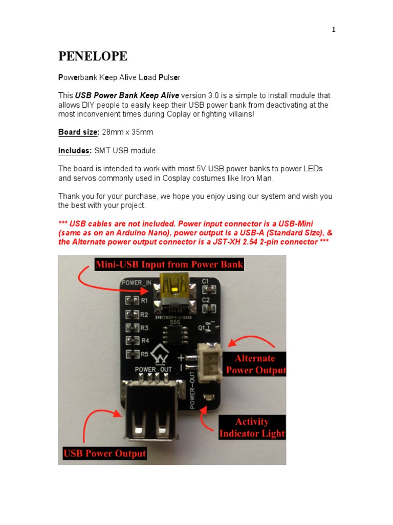 Penelope Power Bank Keep Alive Module | PDF