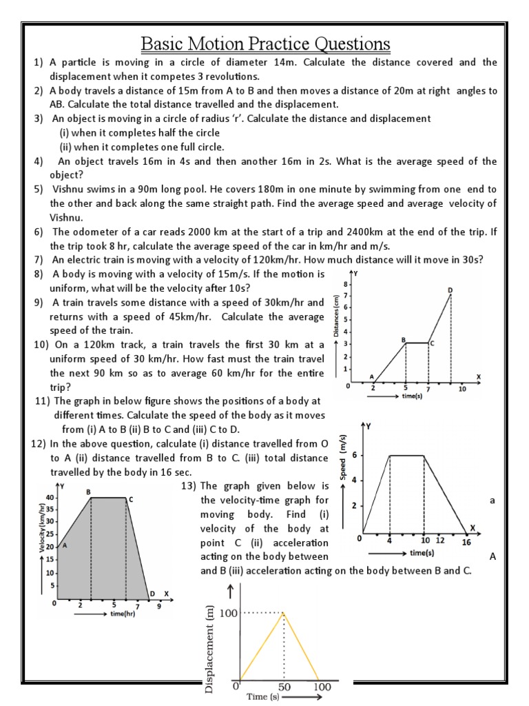 Acceleration Practice Question Class9s | PDF