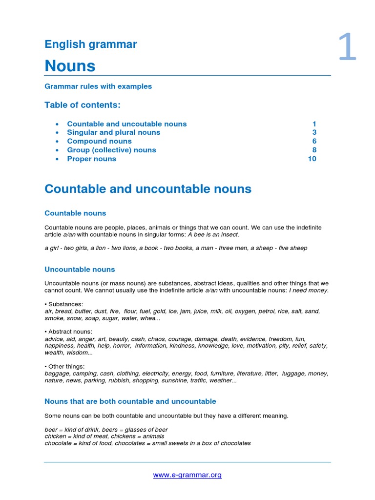 English Grammar Nouns | PDF | Noun | Plural
