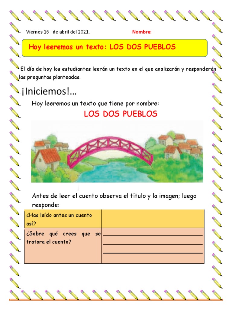 Viernes 16 de Abril Plan Lector Los Dos Pueblos | PDF
