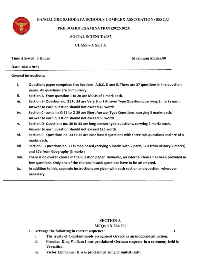 Class X Social Science Set 2 | PDF | Refrigeration | Water