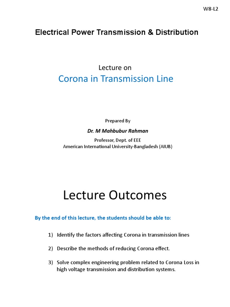 EPTD W8-L2 Corona in Transmission Lines MAZS | PDF | Phases Of Matter ...