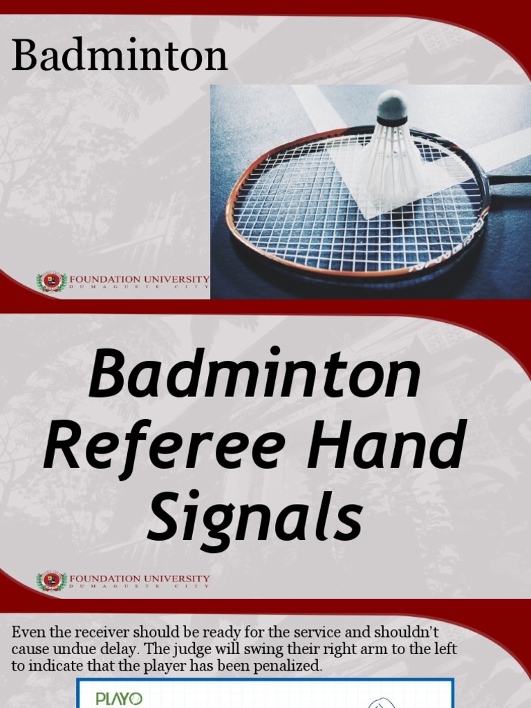Badminton Referee Hand Signals | PDF