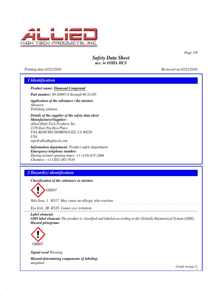 DIAMOND COMPUND SYRINGE 1um - 6um #90-21015-S, #90-21025-S ALLIED ...
