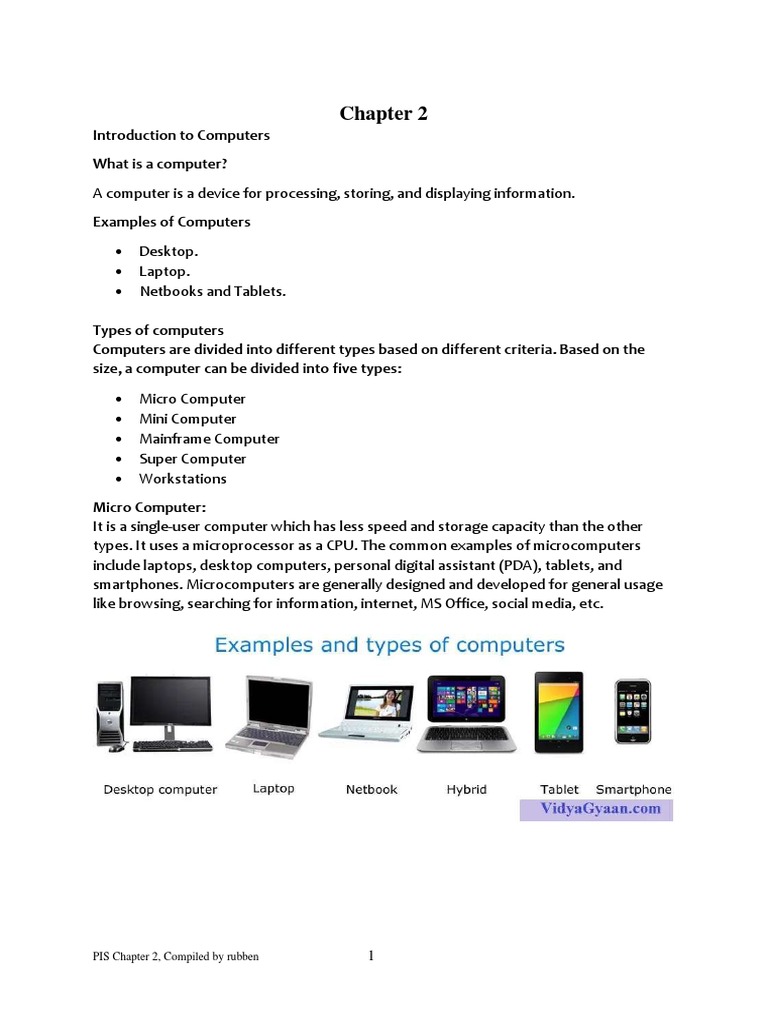 Chapter 2 Types Of Computers Pdf Microcomputers Supercomputer 