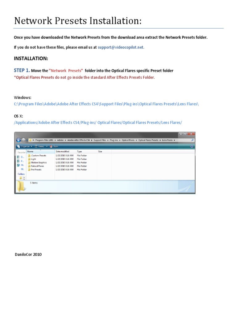 Network Presets Installation | PDF