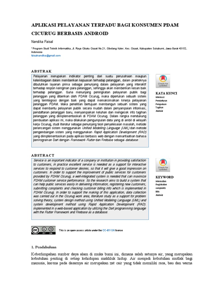 Aplikasi Pelayanan Terpadu Bagi Konsumen Pdam Cicurug Berbasis Android | PDF | Bisnis