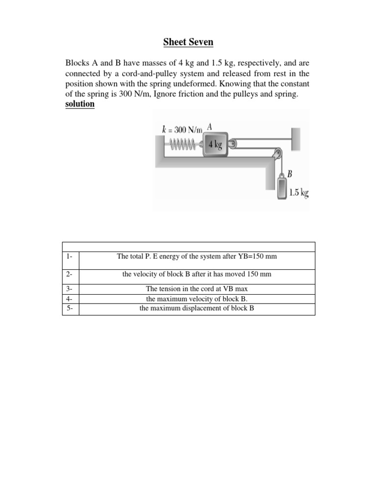 Sheet 7 - Work and Energy-10807 | PDF | Friction | Mechanical Engineering