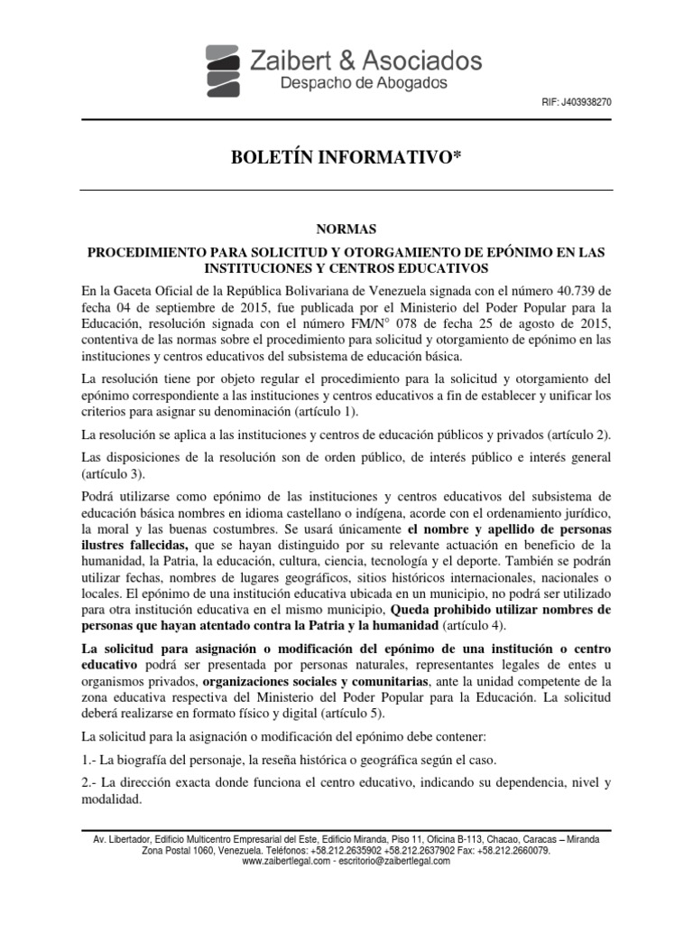 544 04 09 2015 Normas Solicitud y Otorgamiento de Epónimo Centro Educativos | PDF | Institución ...