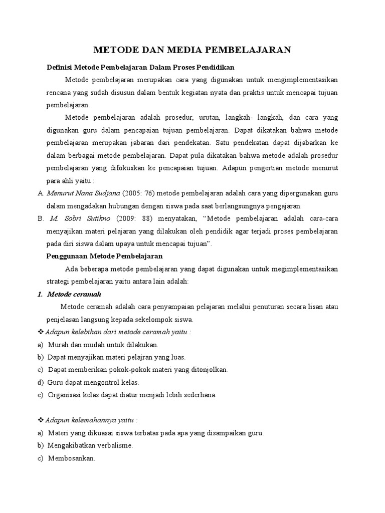 Metode Dan Media Pembelajaran | PDF