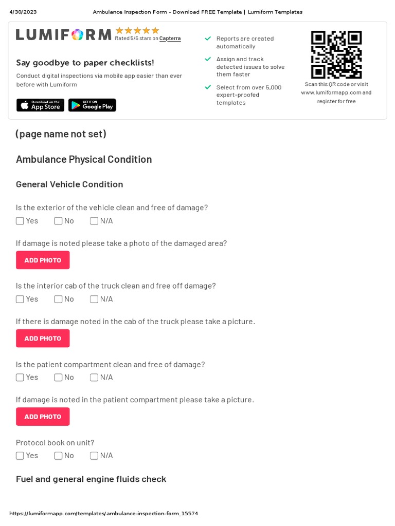 Ambulance Inspection Form | PDF | Ambulance | Equipment
