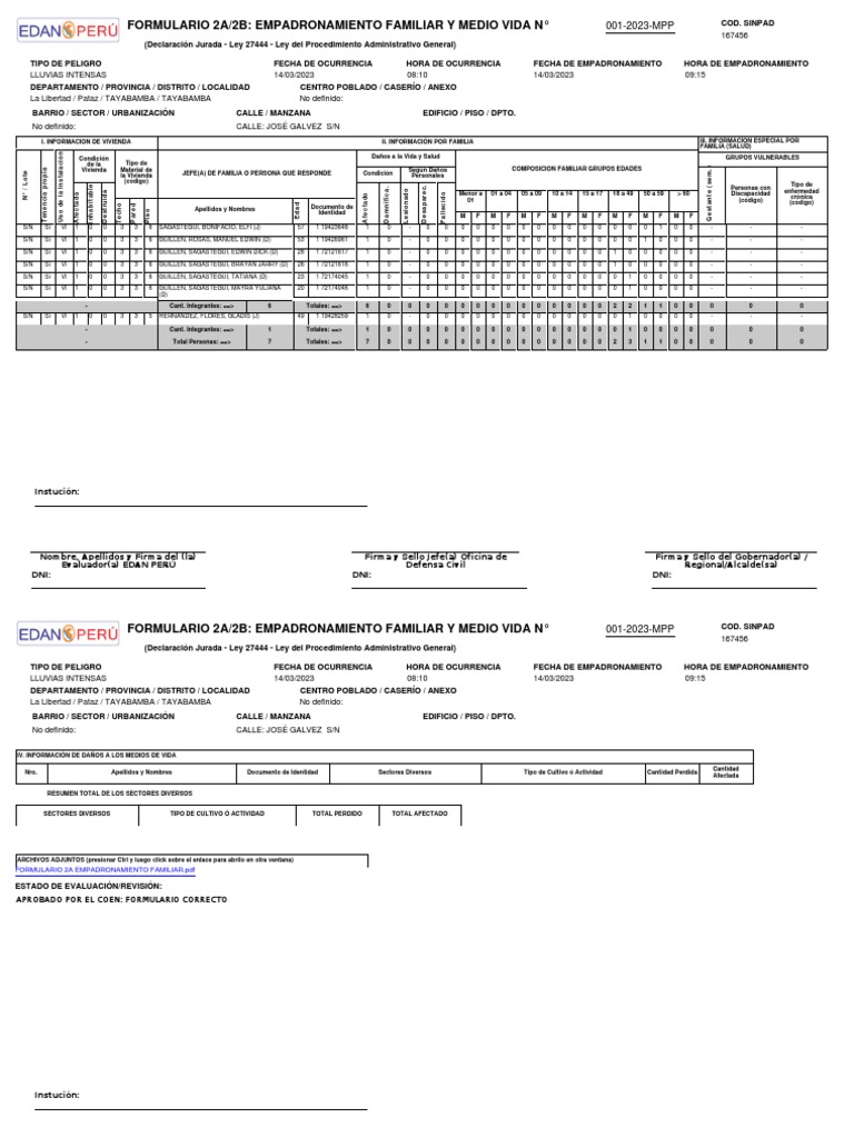 Formulario 2a Empadronamiento Familiar - Plataforma | PDF