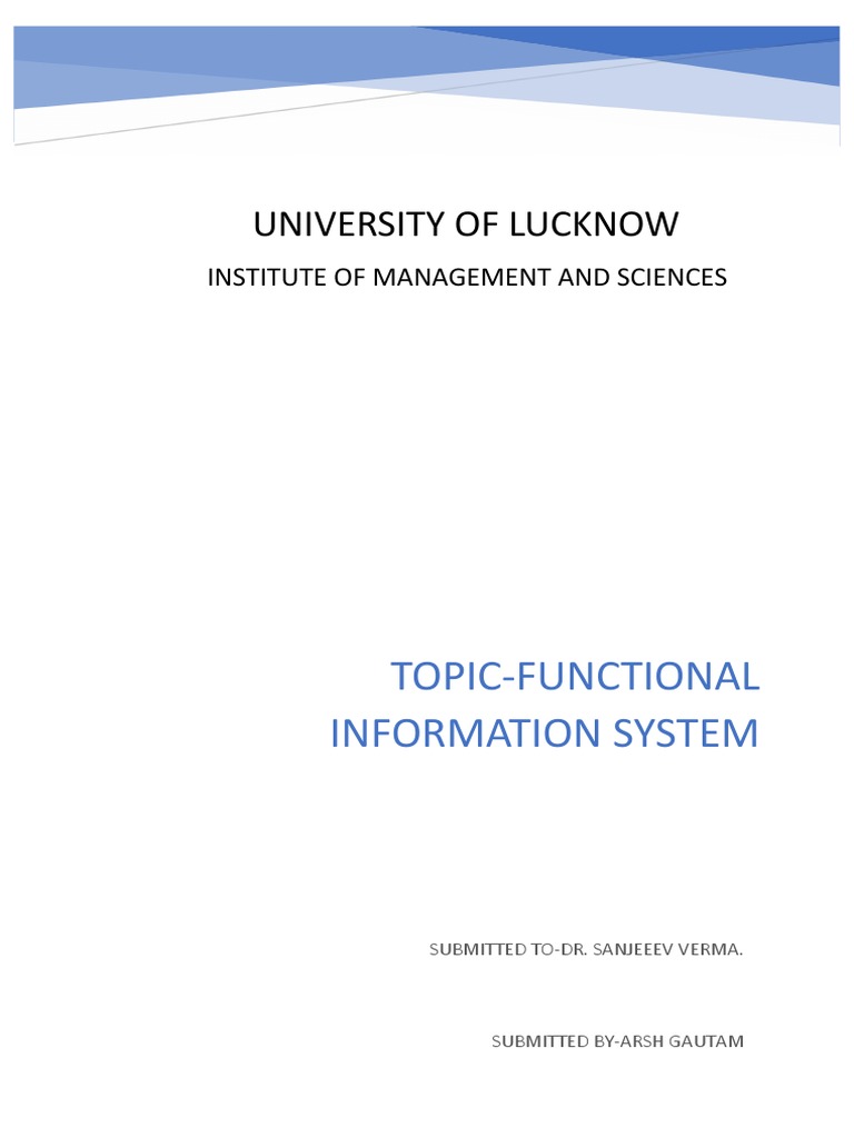 University of Lucknow | PDF | Information System | Enterprise Resource ...
