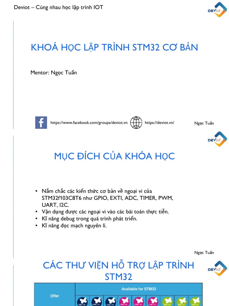 (STM32 Cơ bản) Buổi 1 Tổng quan về khóa học | PDF