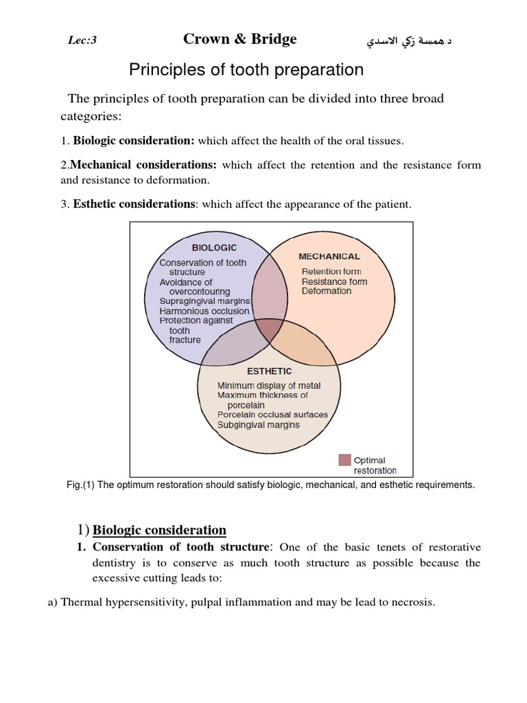 The Principles of Tooth Preparation May Be Divided Into Three Broad ...